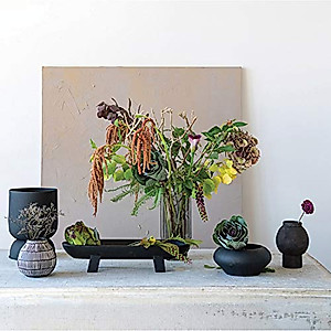 Bloomingville Debossed Stoneware, Black & White Vase, Grey