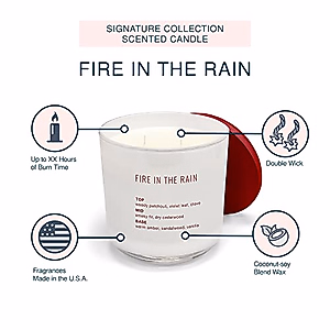 Studio Oh! Scented Candle with Essential Oils and Fragrance-Infused Coconut-Soy Blend Wax - Burns up to 40 Hours - Comes in a Jar - Non Toxic - Signature Collection Candle - Fire in The Rain