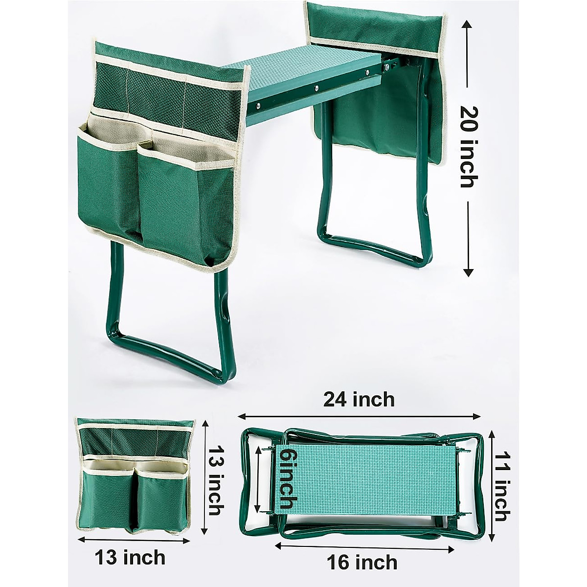 Garden Kneeler and Seat, Garden Stool, Gardening Bench with 2 Tool Pouches EVA Foam Pad for Kneeling and Sitting to Prevent Knee & Back Pain, Gardening Gift for Women, Grandparents, Seniors, Mom & Dad