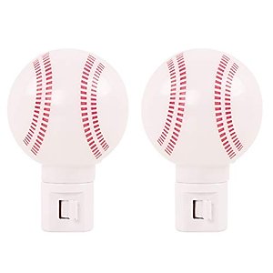 2 Pack Warm White - Upgraded Version LED Plug-in Night Light for Kids - Baseball Shaped Lamp Take Good Care Children Sleep