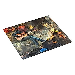 Musical Man Playing Guitar Printed Drying Mat For Kitchen Ultra Absorbent Microfiber Dishes Drainer Mats Non-Slip Silicone Quick Dry Pad - 18 X 16inch