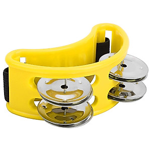 Foot Tambourine with Double Row for Cajon Box Drum Companion Accessory(Yellow)