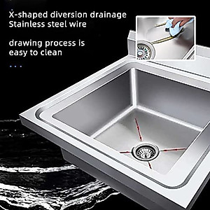 Handmade Sink 304 Stainless Steel Kitchen Sink Hand Made 1 Compartment Capacity Huge Tub Sink for Farmhouse Cafe Shop