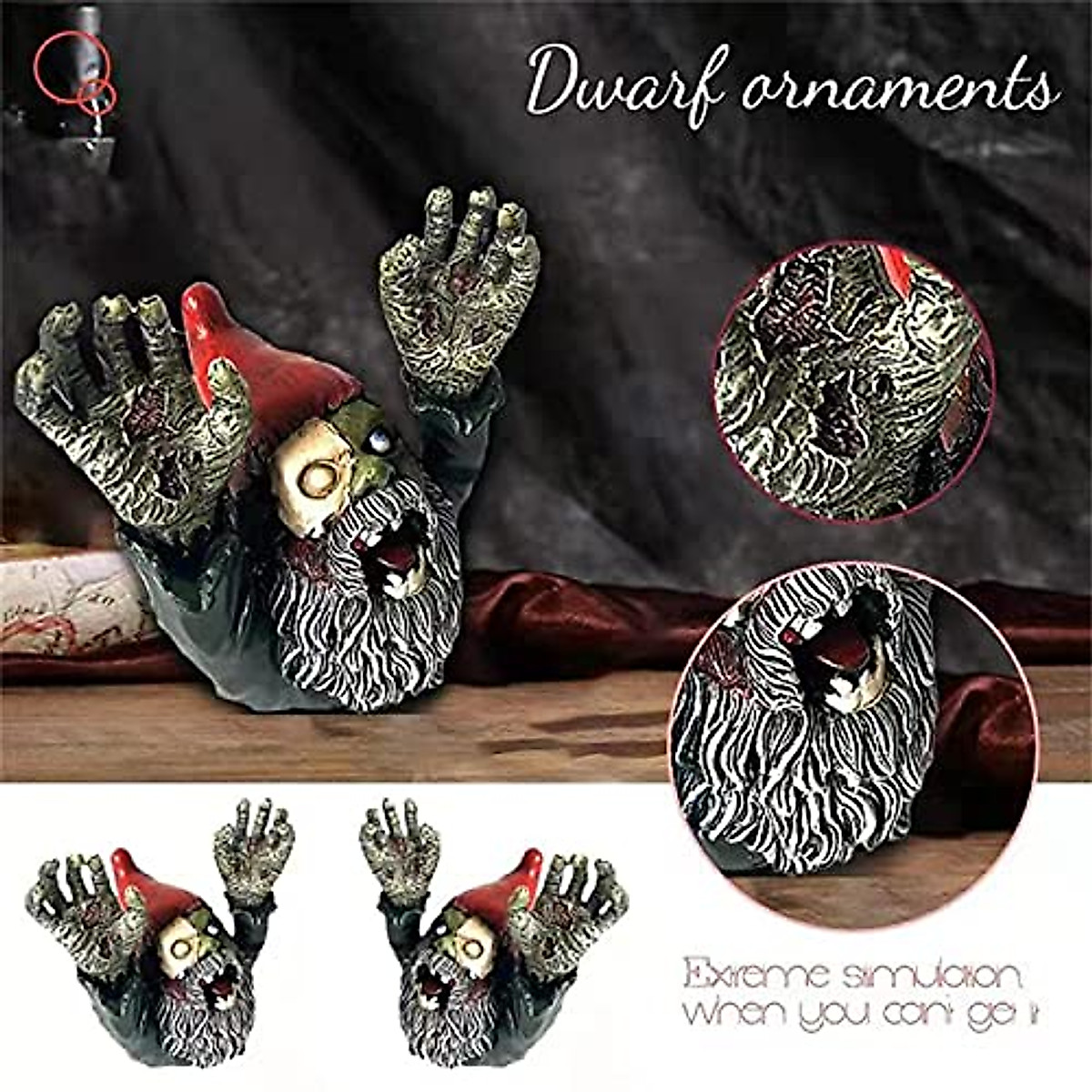 SDASF ZWFDC Resin Zombie Gnomes Garden Gnomes Garden Decor, for Garden Sculptures & Statues Outdoor Decorations for Patio Walking Dead Gnome Zombie Gnome- 4.13inch