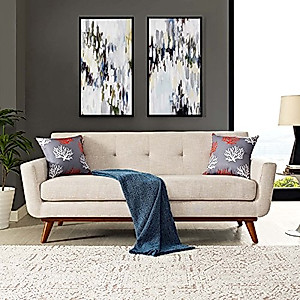 Modway Engage Mid-Century Modern Upholstered Fabric Loveseat in Beige