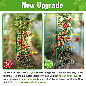Doksving 3 Packs Tomato Cage 4ft Plant Support Garden Stake,Tomato Garden Cages for Plants, Vegetables, and Climbing Vines with Twist Tie