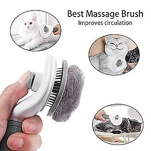 Cat Grooming Brush, Cat Brushes for Indoor Cats Shedding Self Clean Dog Brush Shedding Brush Cat Hair One Button Removes Loose Undercoat Mats Tangled Hair Grooming Brush for Pets Massage-Self Cleaning Slicker Brush