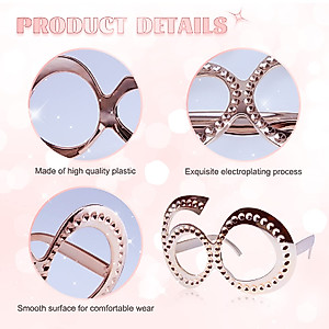 9 Pack Sunglasses & Decorations - Men & Women's Party Eyeglasses for 60th Birthday & Anniversary Celebrations (rose gold)