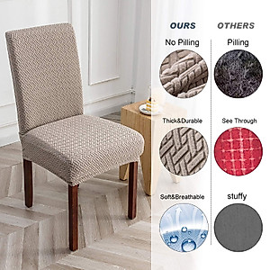 Genina Chair Covers for Dining Room Set of 4 Chair Covers Dining Chair Covers Stretch Kitchen Parsons Chair Covers,Khaki