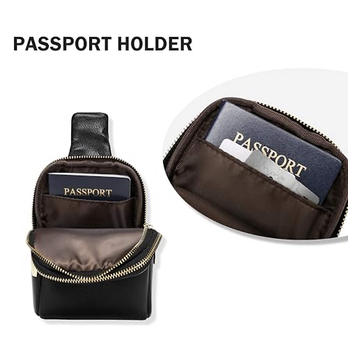 Haytijoe Small Crossbody Sling Bag for Women Vegan Leather Fanny Packs Travel Bag (Black)