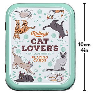 Ridley’s Cat Lover’s Deck of Index Playing Cards – 54 Beautifully Hand-Illustrated Cat Playing Cards – Includes a Durable Storage Tin for Easy Travel – Makes a Unique Gift Idea