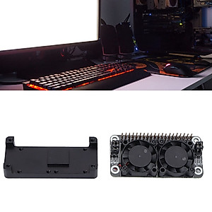 Dual Cooling Fans with Aluminum Alloy Heatsink for Raspberry Pi Zero 2W, RGB Lights Support GPIO PWM Control, Come with Screwdriver