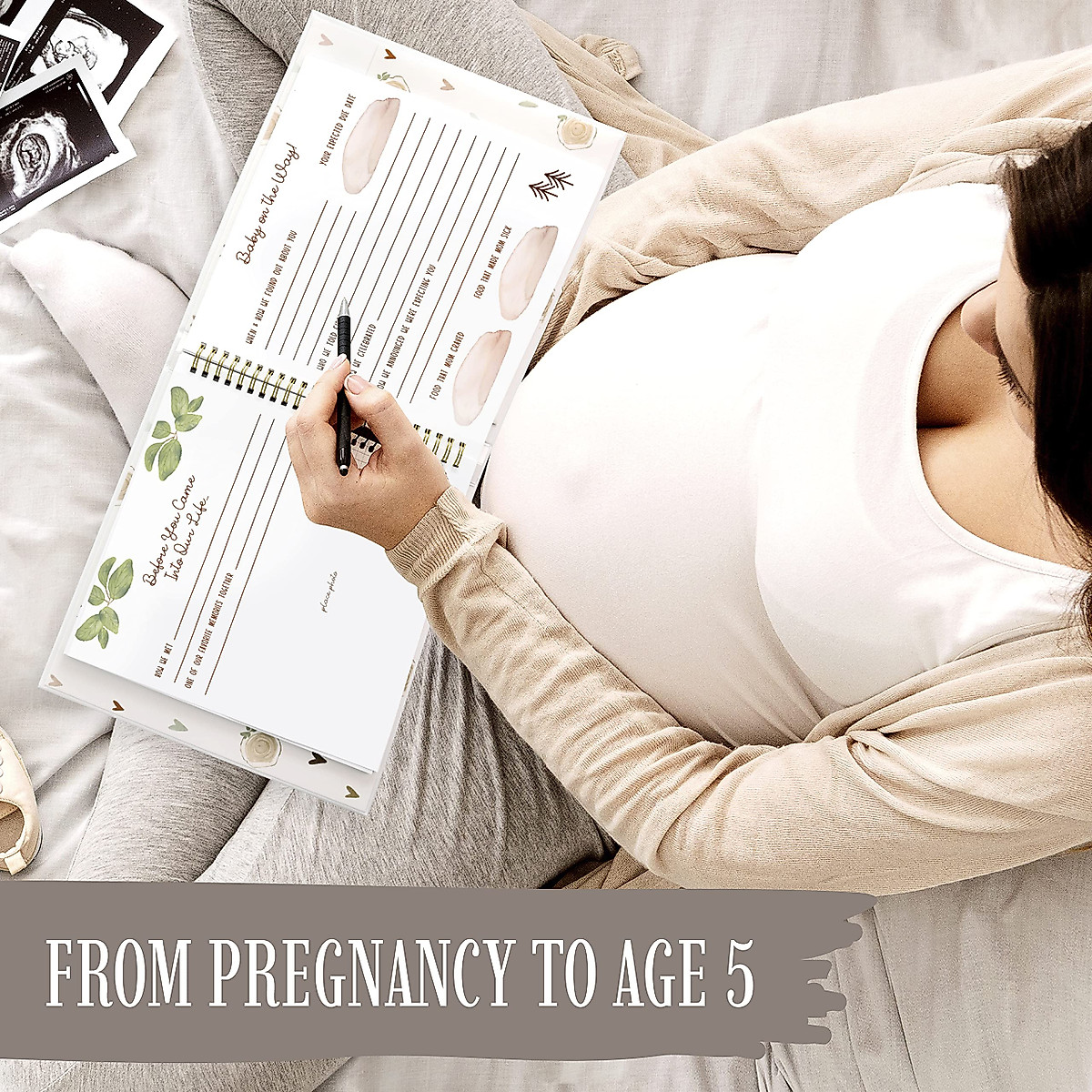 Timeless Woodland Baby Memory Book - Gender Neutral First 5 Year Scrapbook to Record Milestones from Birth to Age 5