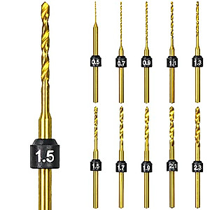 ARROWMAX Mini Twist Drill Bits Set, Size Marked, 0.5mm-2.3mm, Titanium Coated High Speed Steel Micro Drill Bits, 3/32-Inch Shank, Hole Drilling Tool for DIY, Jewelry, Amber, Beads,Copper, Wood (Set B)