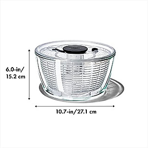 OXO Good Grips Glass Salad Spinner, Large/6.22 Quart, Clear