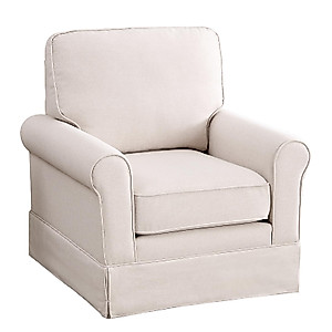 INZOY Swivel Accent Chair Linen Mid Century Modern Chair, Comfy Swivel Barrel Reading Chair, Upholstered Swivel Square Chair for Living Room Bedroom Small Spaces, Fully Assembled, Beige