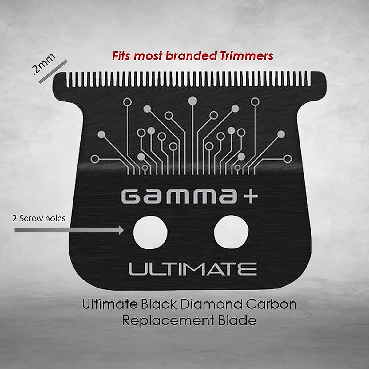 GAMMA+ Ultimate Black Diamond Fixed Trimmer Blade with .2mm Blade Tip, Fits all Gamma+, StyleCraft and most popular branded Trimmers