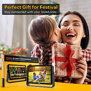 KODAK 10.1 Inch Smart Digital Photo Frame, 4000mAh Battery, 1920x1200 G+G IPS Touch Screen WiFi Digital Picture Frame, Built in 32 GB Memory, Auto-Rotate, KODAK APP, Gifts for Friends Family