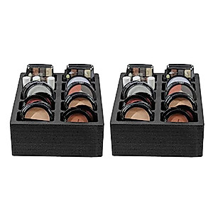 Polar Whale 2 Large Compact Organizer Stands Premium Durable Black Foam Tray Washable Waterproof Insert Storage for Home Bathroom Bedroom Cosmetic 11 x 8 x 3 Inches 10 Compartments