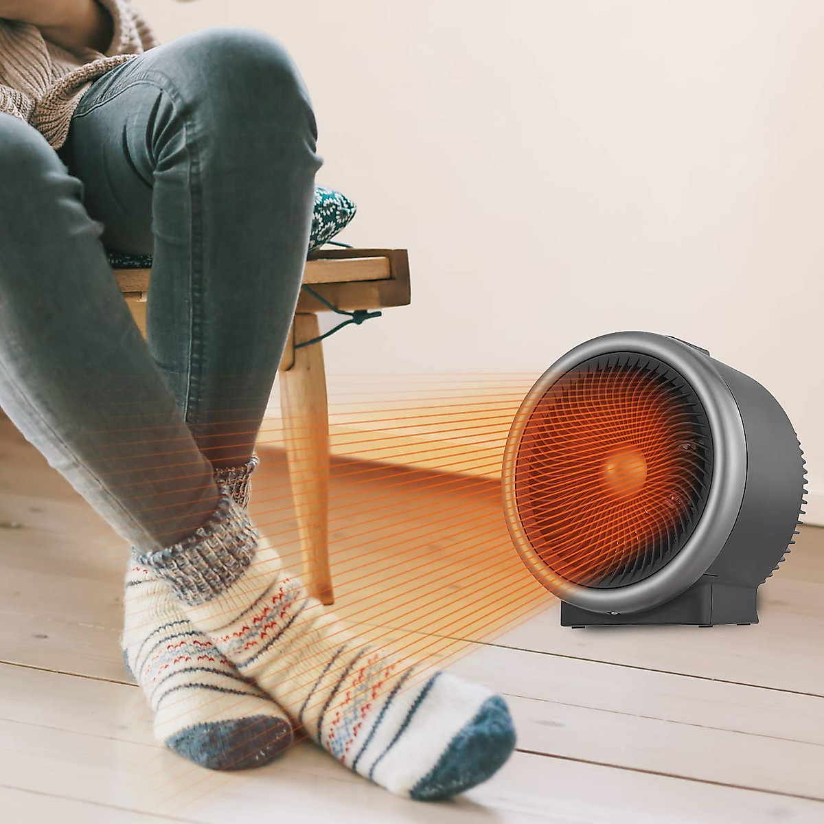 PELONIS Portable Heater with Air Circulation Fan with LED Display. Cooling & Heating Mode Space Heater for All Year Around Use, Tip Over & Overheat Protection,for Home, Office Personal Use, Black