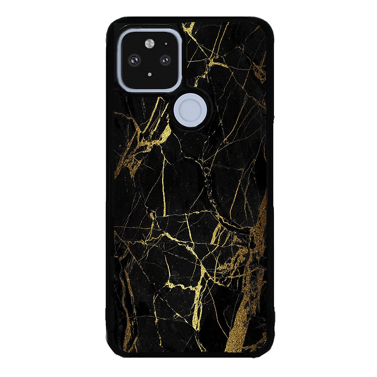 Black and Gold Marble Black Rubber Phone Case Compatible With Google Pixel 8 Pro, 8a, 8, 7a, 7, Pixel 7 Pro, 6a, Pixel 6 Pro, 6, 5, 4a 5G, 4a 4G, 4, 4 XL, 3a, 3a XL, 3, 3 XL, 2 XL, 2