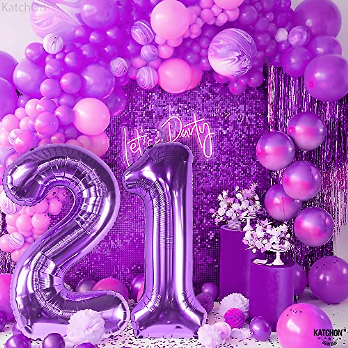 KatchOn, Giant Purple 21 Balloon Number - 40 Inch | 21 Year Old Balloon | Purple Number 21 Balloon, 21st Birthday Decorations for Women | 21 Birthday Balloon, 21st Birthday Party | 21st Anniversary