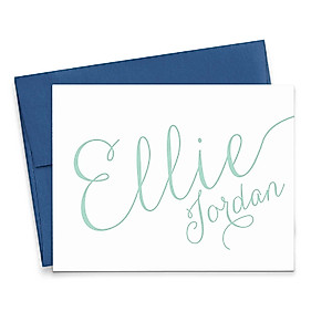 Calligraphy Personalized Stationery, Modern Calligraphy Folded Note cards, Personalized Note cards, Your Choice of Colors and Quantity