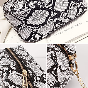 Sun Kea Snakeskin Leather Shoulder Bag Women Small Crossbody Handbag Purse with Pompoms Decor,Mother's Day Gift