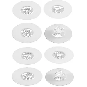 Bathroom Plastic Drain Hair Stopper Strainers Sink Drainer Filter Net White Sink Strainers Rubber Shower Traps Floor Shower Drain Covers Basin Filters Silicone Filters For Kitchen 1 Pack of 8 (White)