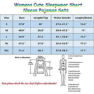 ENJOYNIGHT Women's Pajama Set Short Sleeve Shirt and Shorts Sleepwear V Neck Pjs with Pockets (X-Large, Star)