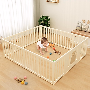 BanaSuper 2 Baby Playpen Add-on Panels Extension Sturdy Home Indoor Baby Fence Safety Play Yard Kids Activity Center with Gate for Baby Boys Girls Toddlers (2 Small Panels)