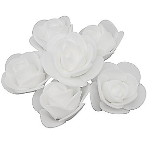 J-Rijzen Artificial Flowers 100PCS 3CM Mini Fake Roses for DIY Wedding Bouquets Centerpieces Party Baby Shower Home Decorations (White)