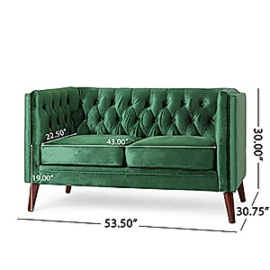 Christopher Knight Home Holasek Love Seats, Emerald + Brown