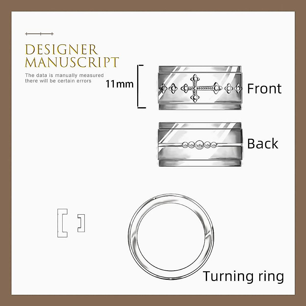 Talonior Fidget Cross Rosary Spinner Ring Sterling Silver Anxiety Ring with Beads for Women Praying Christian Religious Catholic Engagement Promise Band Rings Worry Size 9