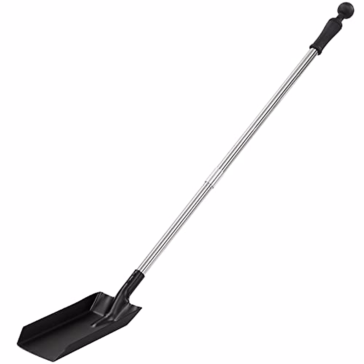 46” Long Fireplace Shovel - Extra Strength Wrought Iron - Ash Shovel for Wood Stove, Grill or fire Pit - Long Design for Keeping Hands from Heat of fire - Indoor/Outdoor use(Silver)