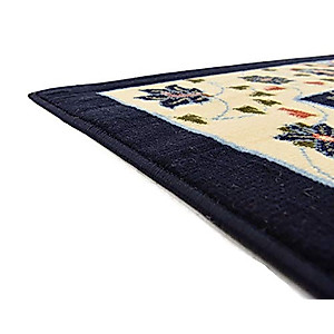 Unique Loom Espahan Collection Area Rug - Cape Cod (7' 10" Square, Navy Blue/ Black)