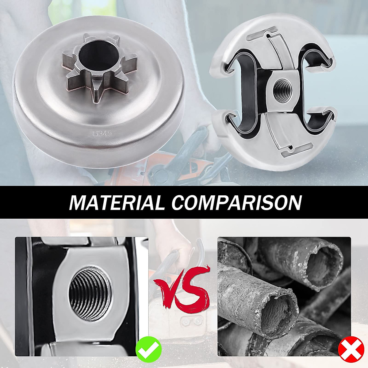 Adefol .325" 7T Clutch Drum 8pcs Kit For Husqvarna 340 345 350 Chainsaw Replacement Parts with Clutc, Spring, Needle Bearing, Oil Pump,Worm Gear, Oiler for 578097901, 503931801, 537110503 Accessories