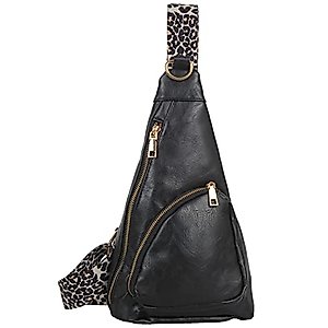 TINVSKQQKJ Women's Chest Sling Bag with leopard strap Crossbody Sling Backpack with pockets For Cycling Hiking travel…