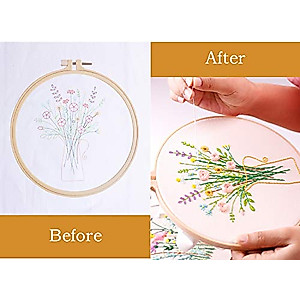 6 Pieces Cotton Fabric, Embroidery Fabric Cloth for DIY Handmade Embroidery and Art Crafts Gifts Decoration 13 by 13 inch