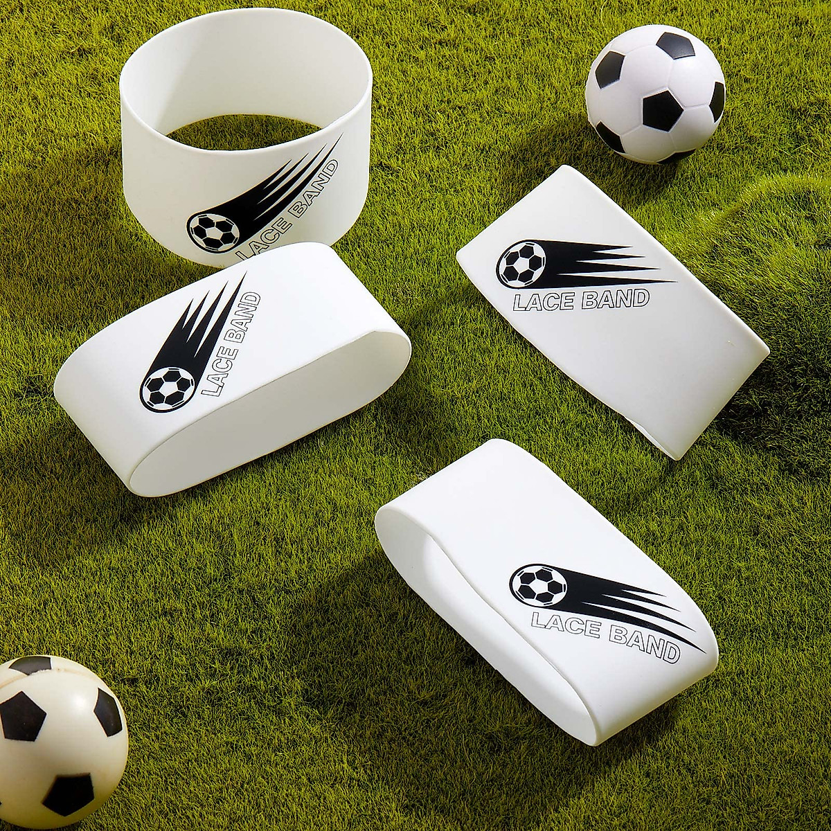 Patelai 4 Pcs Soccer Cleat Lace Cover Football Shoe Band Soccer Shoe Cover Football Cleat Bands Youth Adult for Season(Youth,White)