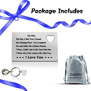 Boyfriend Metal Wallet Card Anniversary Wallet Insert Card for Men Valentines Day Gift for Boyfriend Husband Couple Gifts To My Man Engraved Card Wedding Christmas Birthday Engagement Gifts for Him