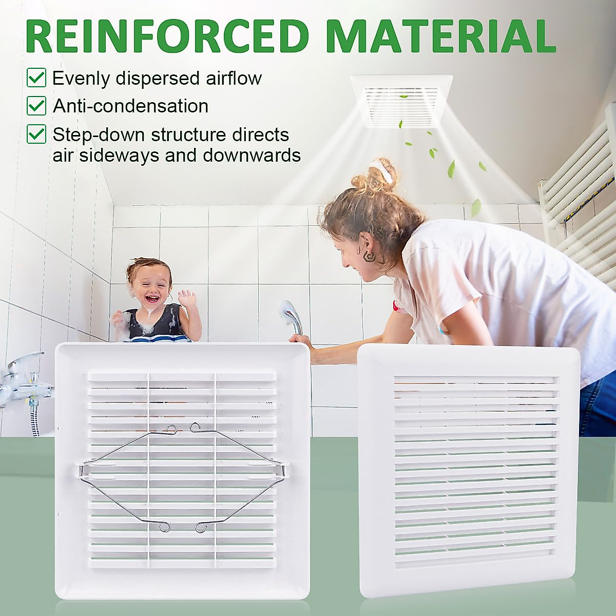 WKZO S97017068 Bathroom Ceiling Fan Grille with Springs Replacement Parts for Bath Fan Fits Models 690 693 VC305C3N VC307C2N 695 and 696N Ventilation Fan - Plastic Grille Cover