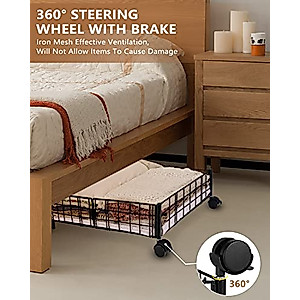 Under Bed Storage with Wheels, Underbed Storage Containers, Foldable Bedroom Storage and Organization with Handles, Underbed Storage Drawer for Shoes, Clothes, Toys, Blankets and Bedding (2 Pack, Black)