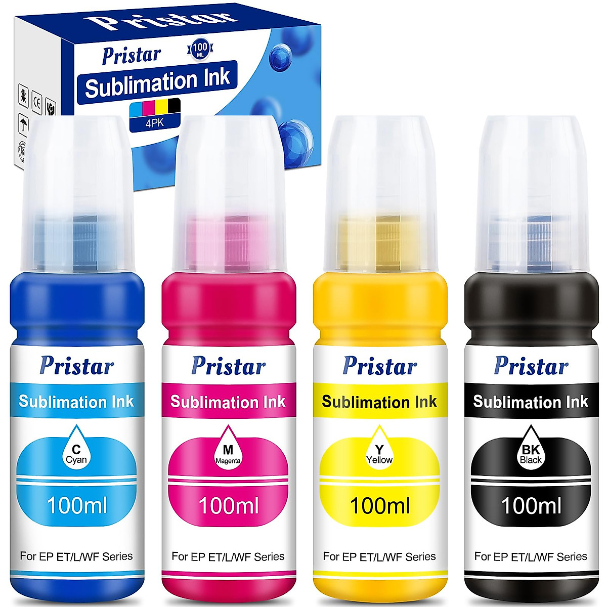 Pristar Sublimation Ink for EPS Ecotank ET 2803 ET-2850 ET-8550 ET-2800 ET 2720 ET 2760 ET-15000 ET-3760 4800 ET-2400 ET-2750 ET-5170 400ml Supertank Printer Autofill Ink for Sublimation Transfer