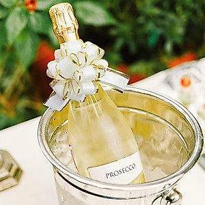 WEWILUCK Gift Bow for Gifts Wrapping, 10 PCS White Pull Bows with Golden Line for Christmas Tree, Xmas Presents, Wedding Decor, Basket Decoration, Birthdays, Holidays Present Wrap Supplies