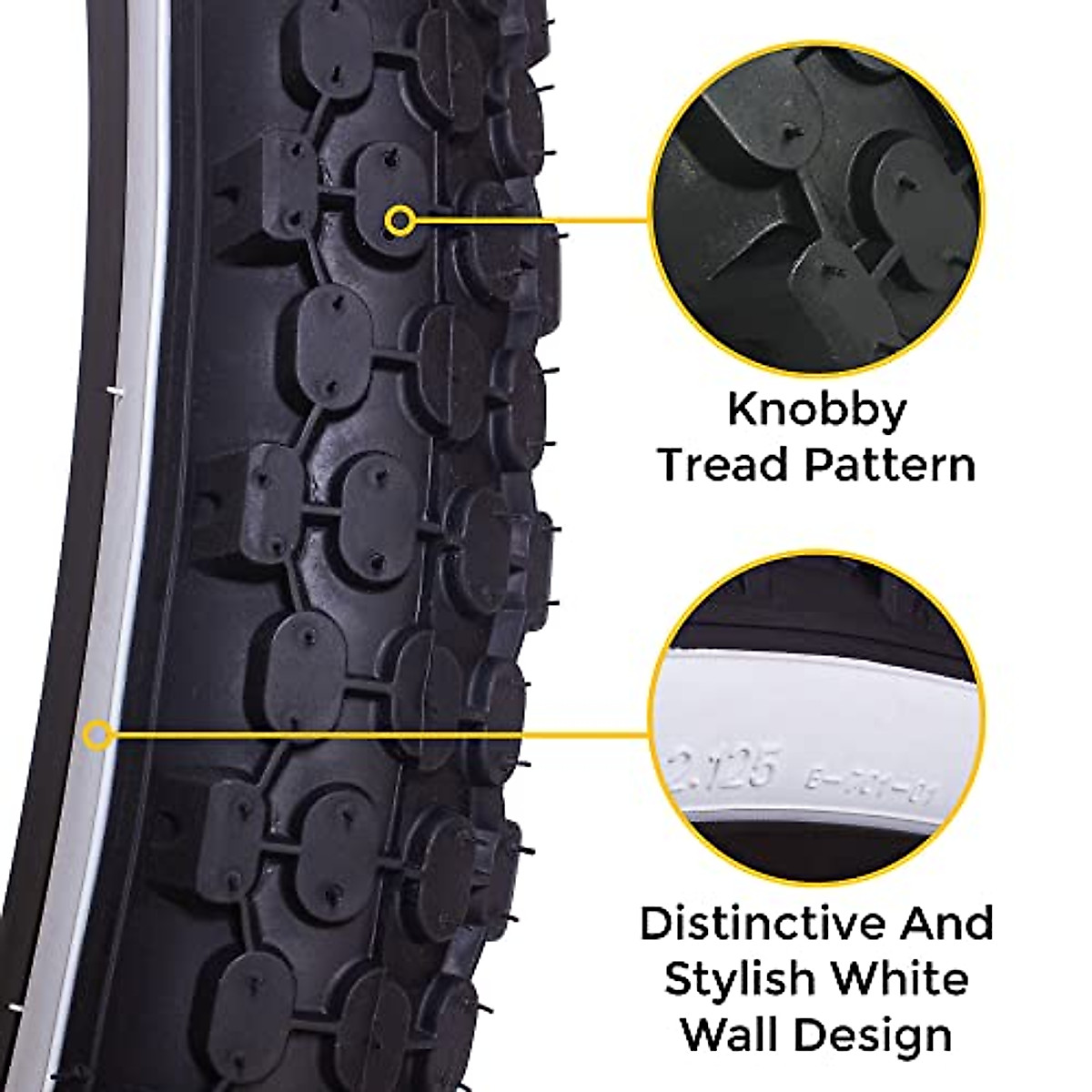 Eastern Bikes Classic White Wall Tires for Your Cruiser Wheels and Beach Cruiser Bike Accessories. 26 x 2.125 White Wall Bicycle Tires. with or Without Tubes. 1 or 2 Pack. (2 Tires - 2 Tubes)