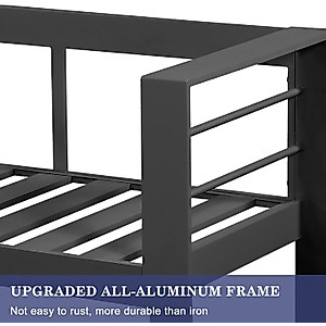 Wisteria Lane 2 Pieces Patio Furniture Aluminum Armchair, All-Weather Outdoor Single Sofa, Grey Metal Chair with Dark Grey Cushions