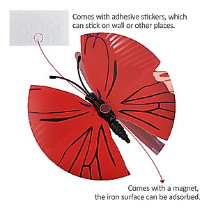 24PCS Butterfly Wall Decals Removable 3D Butterflies Decor for Wall Sticker Mural Stickers Home Decoration Kids Room Bedroom Decor (Double Layer-Red/24PCS)