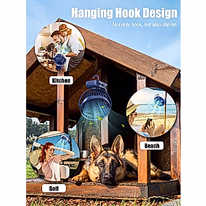 FRIZCOL Clip on Fan with Misting - 6000mAh Portable Fan with Light & Hook - Rechargeable Fan Battery Powered Up to 40 Hours Cooling & 2h Misting for Travel, Office, Desk