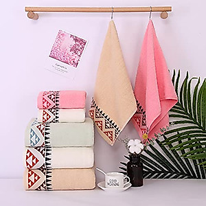 Pidada Hand Towels Set of 2 Indian Geometric Pattern 100% Cotton Soft Decorative Towel for Bathroom 13.4 x 29.5 Inch (Brown)